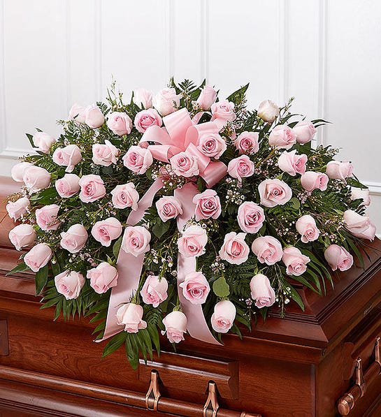 All Pink Rose Casket Cover – Florals by Steen